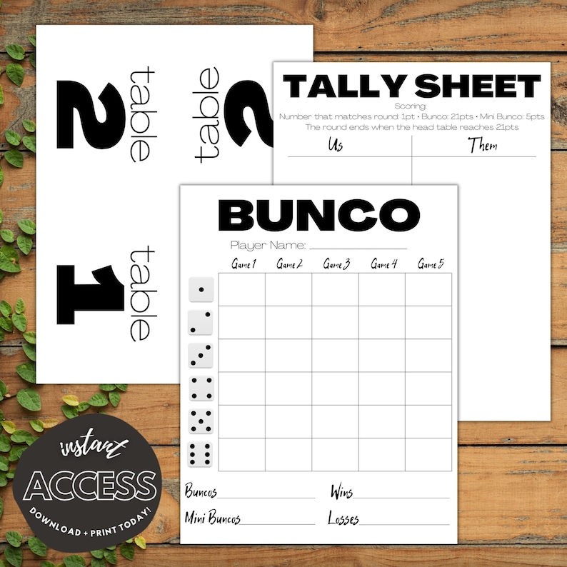 Bunco Game - Instant Download - Printable - Fun Party Activity - Game ...