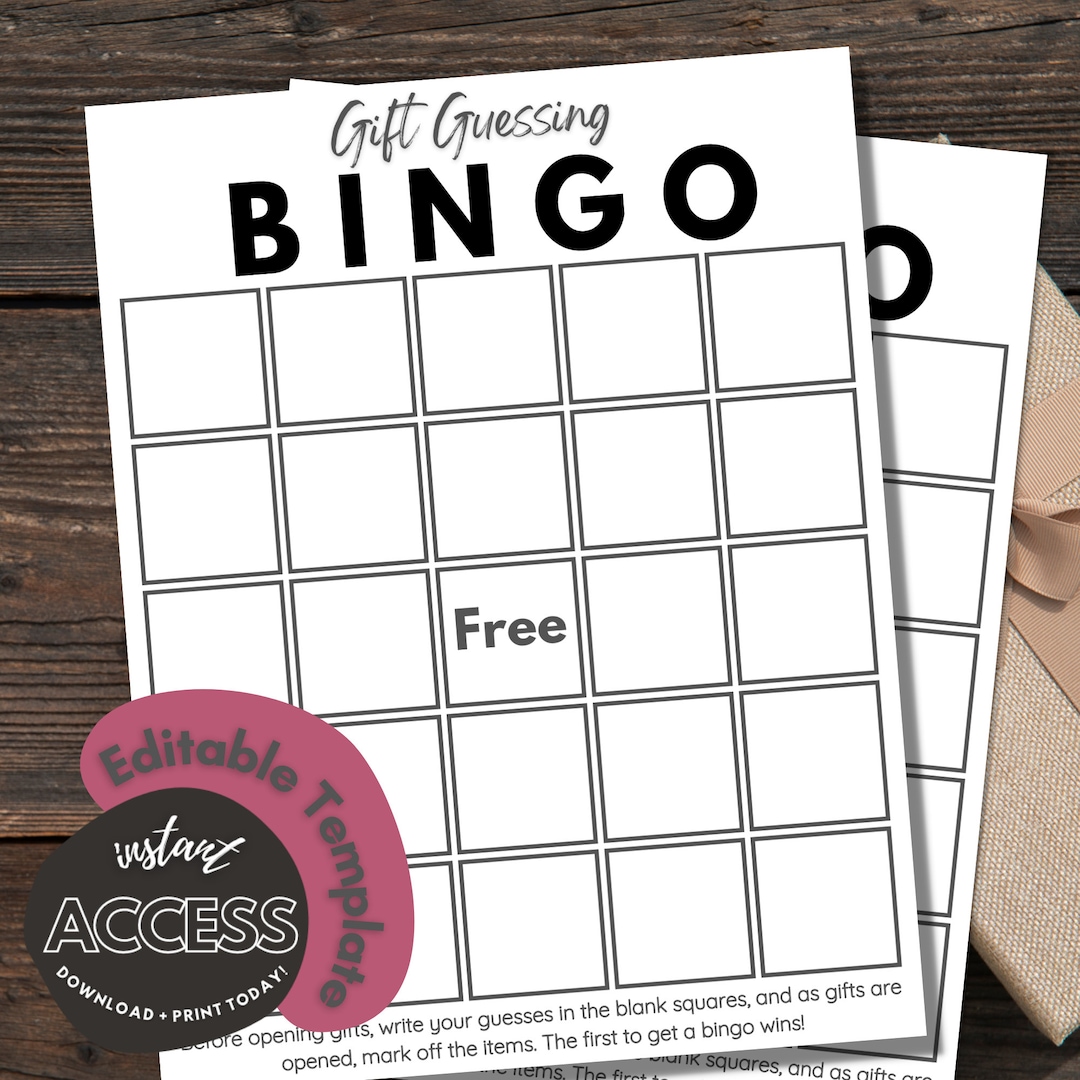 Gift Guessing Bingo Editable Template - Bridal/baby Shower Activity ...