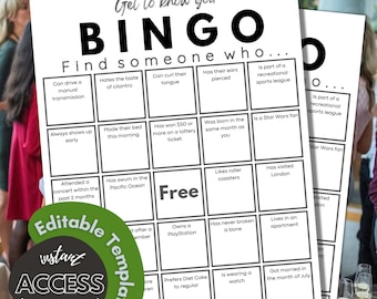 Networking Bingo Editable Template Office/party/event Game Instant ...