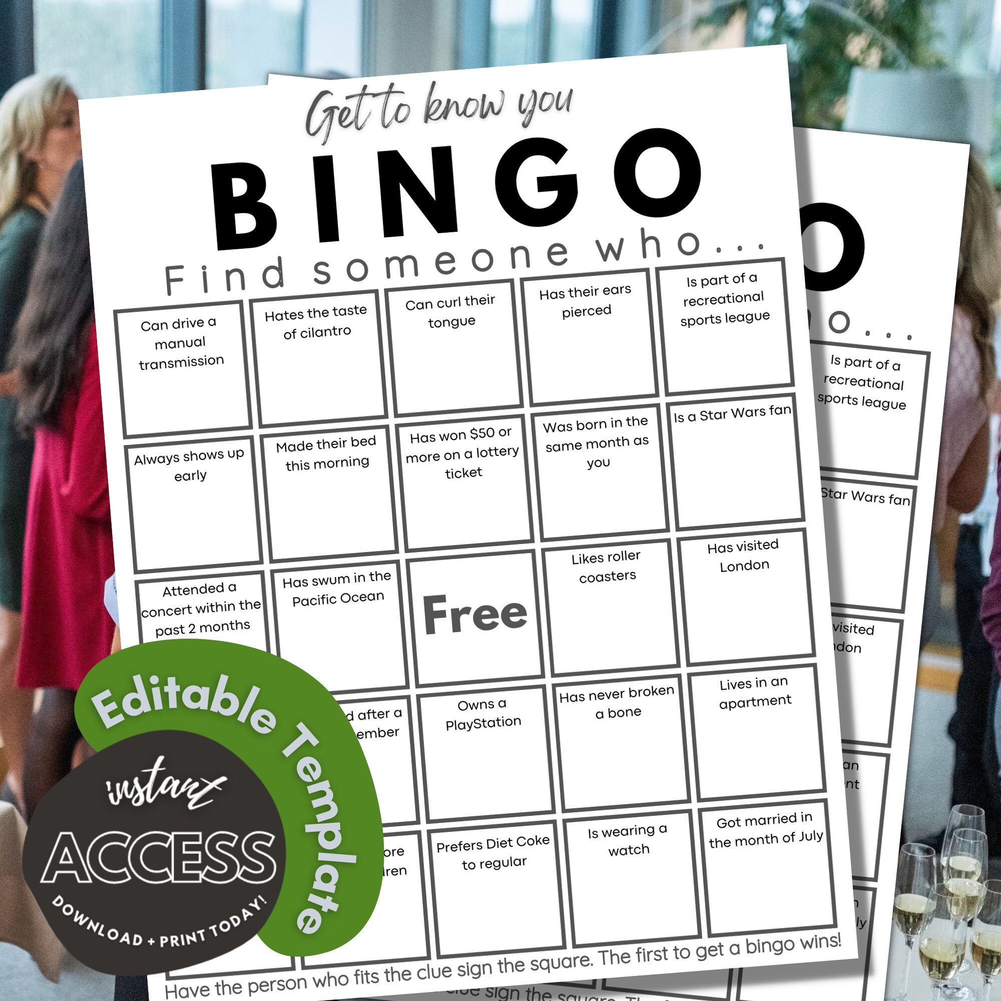 Get to Know You Bingo - Editable Party Game (digital Download) - Etsy