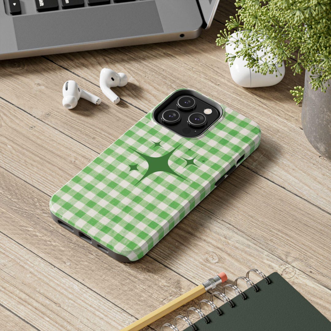 Green Gingham Star of Bethlehem Hard Shell Tough Phone Case | Perfect ...