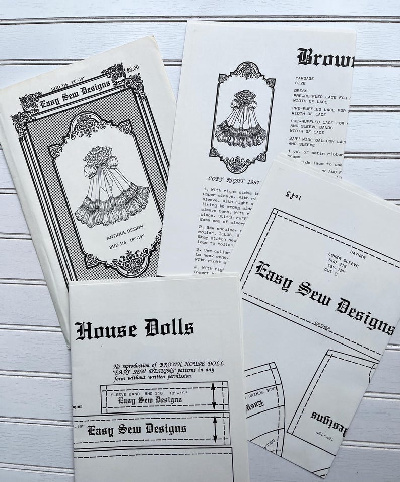 Brown House Dolls Easy Sew Designs, Uncut Patterns, Victorian Doll ...