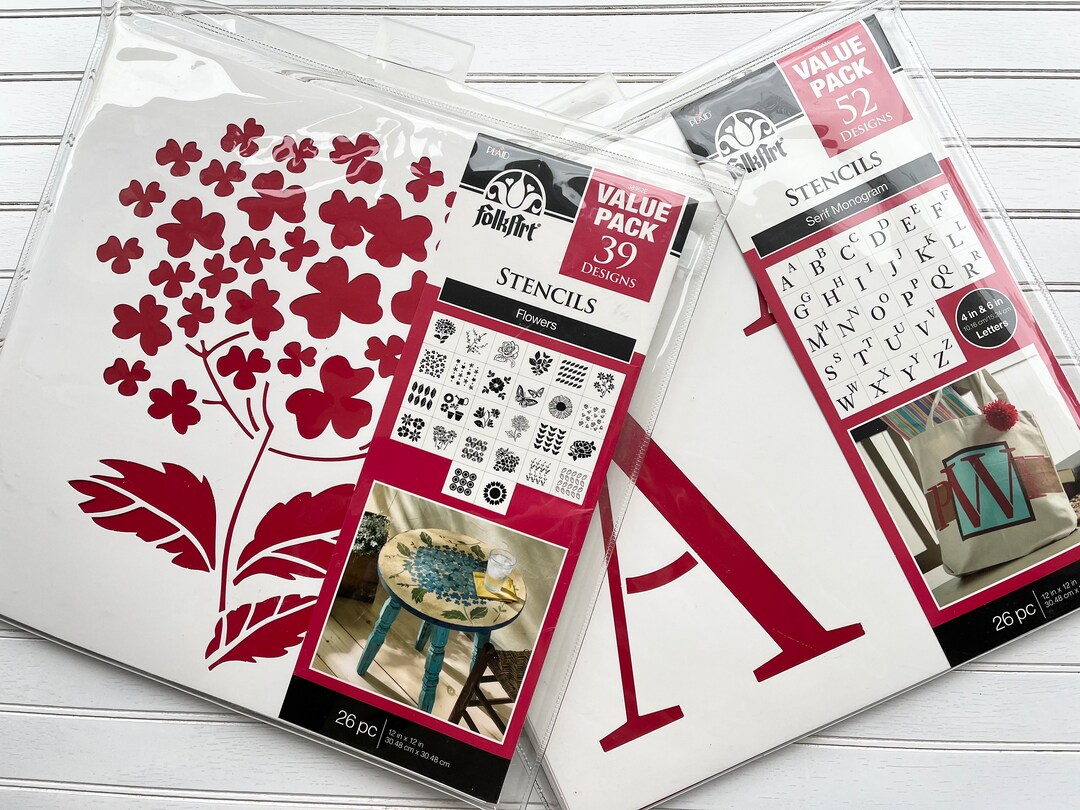 Folk Art Stencils, Plaid Folk Art, Alphabet Stencils, Flower Stencils ...