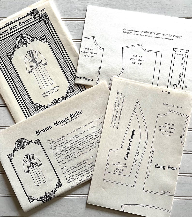Brown House Dolls Easy Sew Designs, Uncut Patterns, Victorian Doll ...
