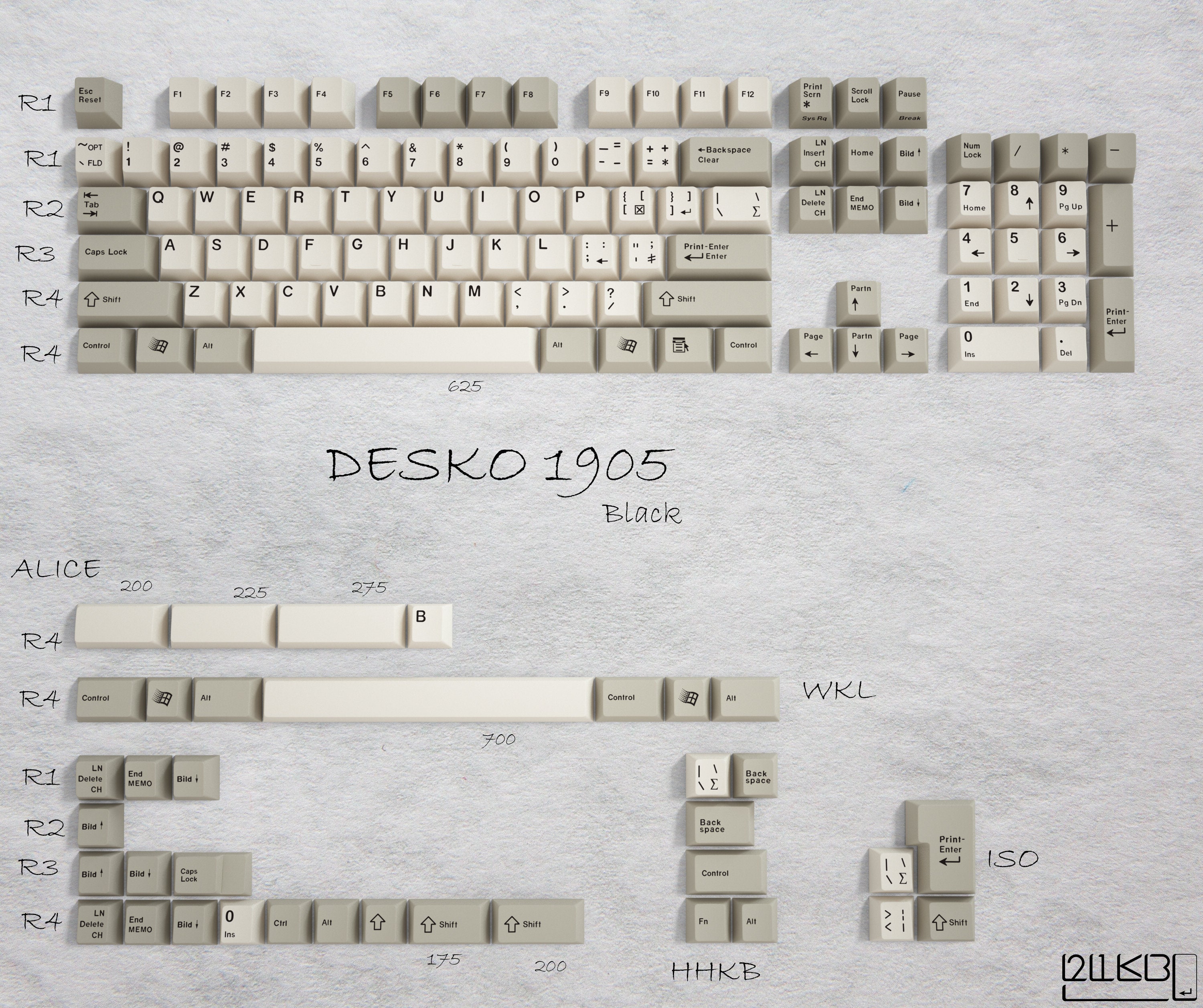 Desko 1905 Keycap Set for Mechanical Keyboards, Classic Beige Keycaps ...