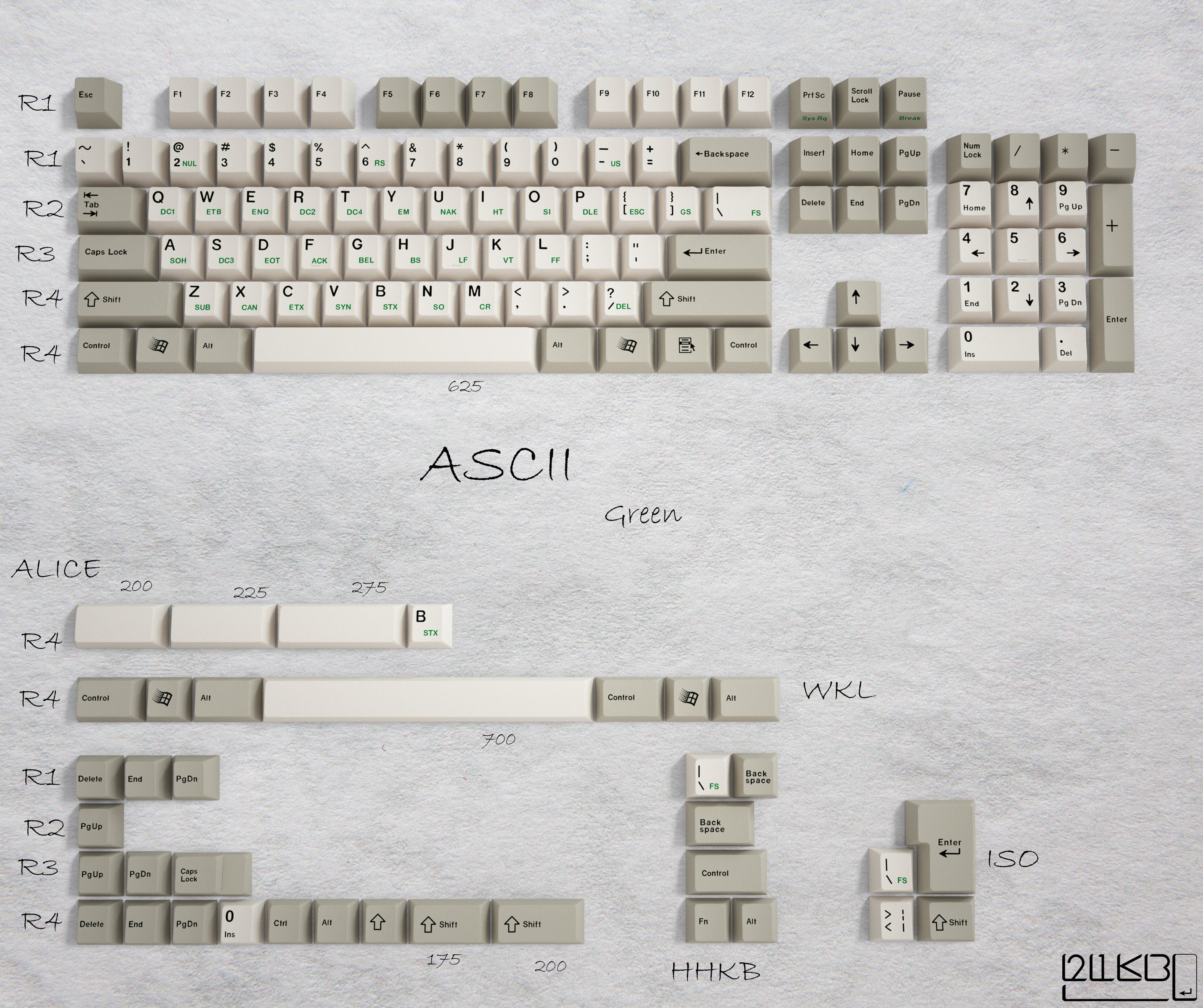 ASCII Keycap Set for Mechanical Keyboards, Classic Beige Keycaps, Retro ...