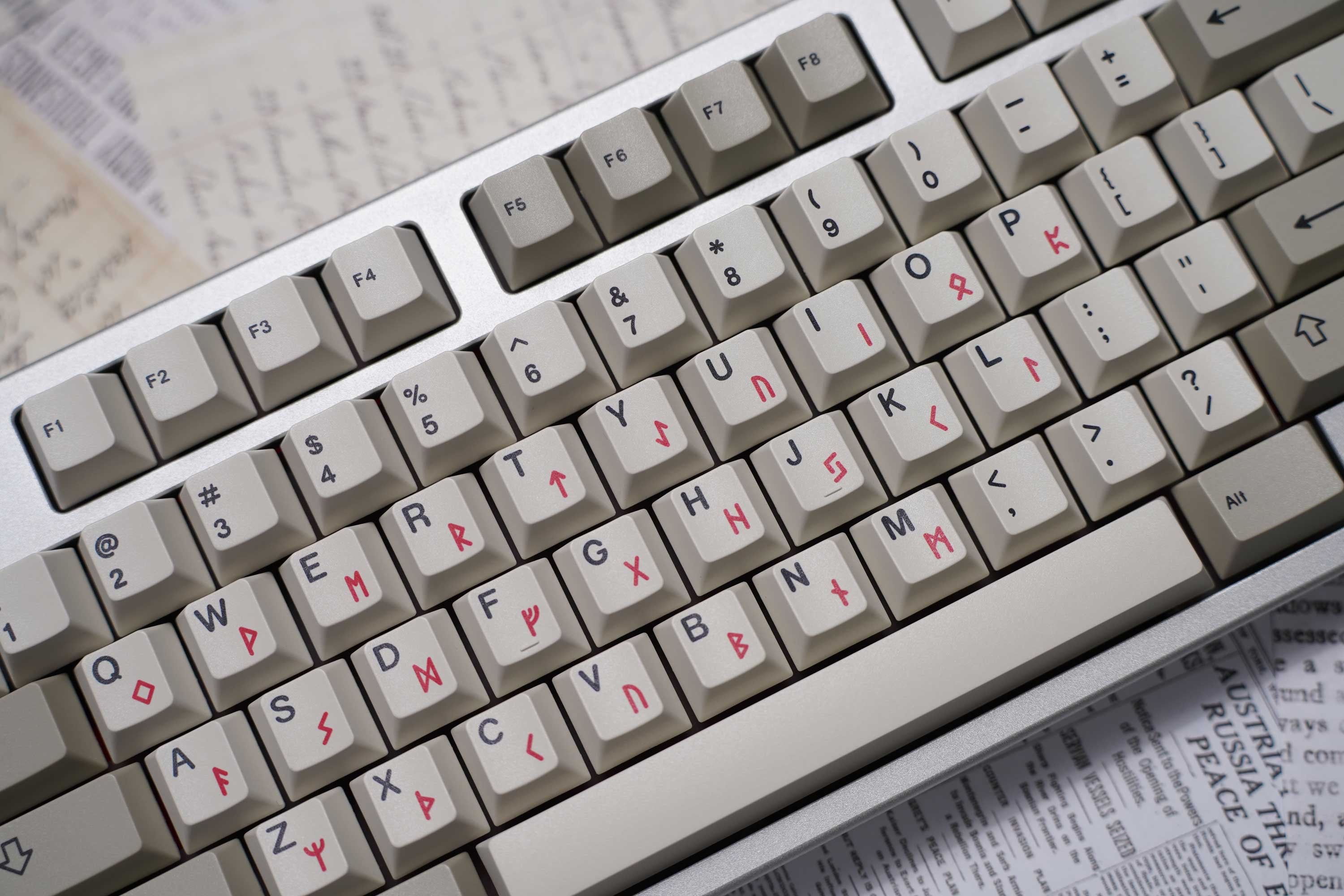 Runic Keycap Set for Mechanical Keyboards, Classic Beige Keycaps, Retro ...