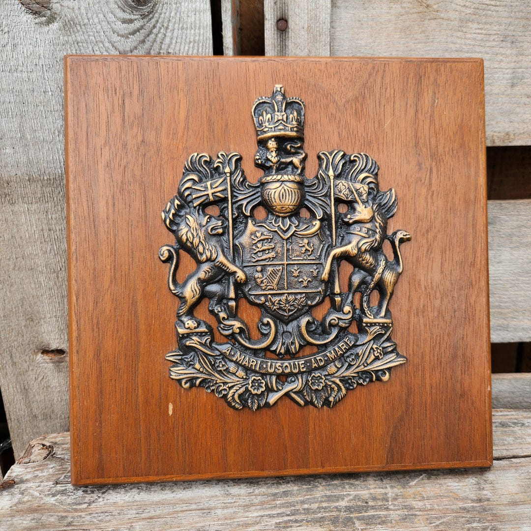 Plaque, Canadian Coat of Arms, National Motto, 'A Mare Usque Ad Mare ...