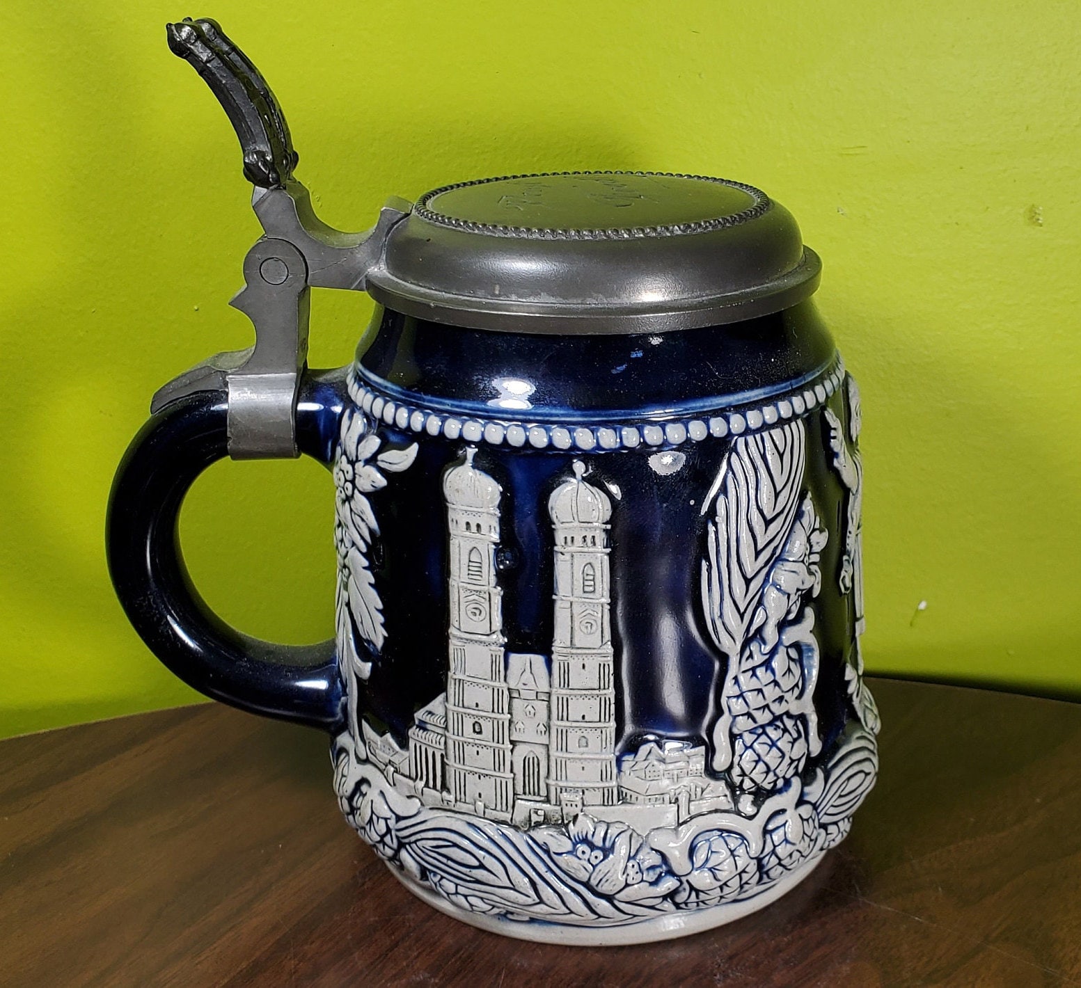 Vintage Ceramic German Beer Stein With Pewter Lid - 'münchen' - Etsy