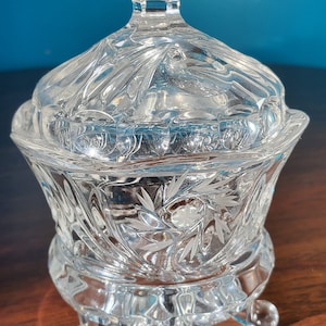 Vintage Crystal Pinwheel Candy Jar, Sugar Bowl, Makeup Container, Mid ...