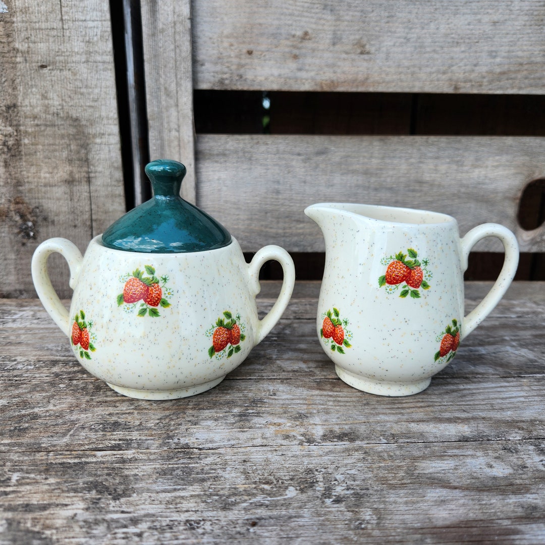 Sugar & Cream Set, Rustic Strawberry, Vintage - Etsy