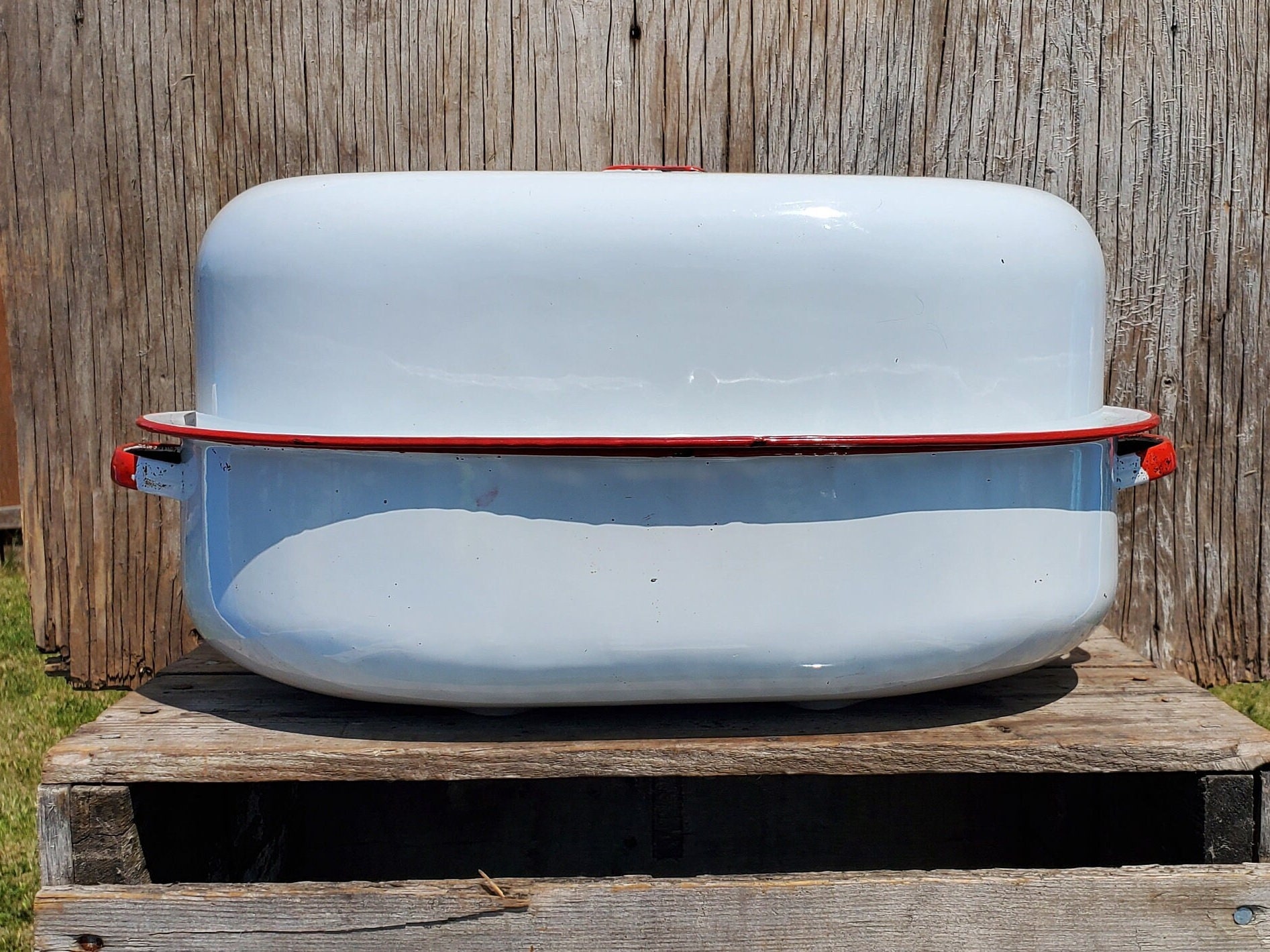 Enamelware Roaster, Antique Turkey Pot, Enamel Dutch Oven, 1930s ...
