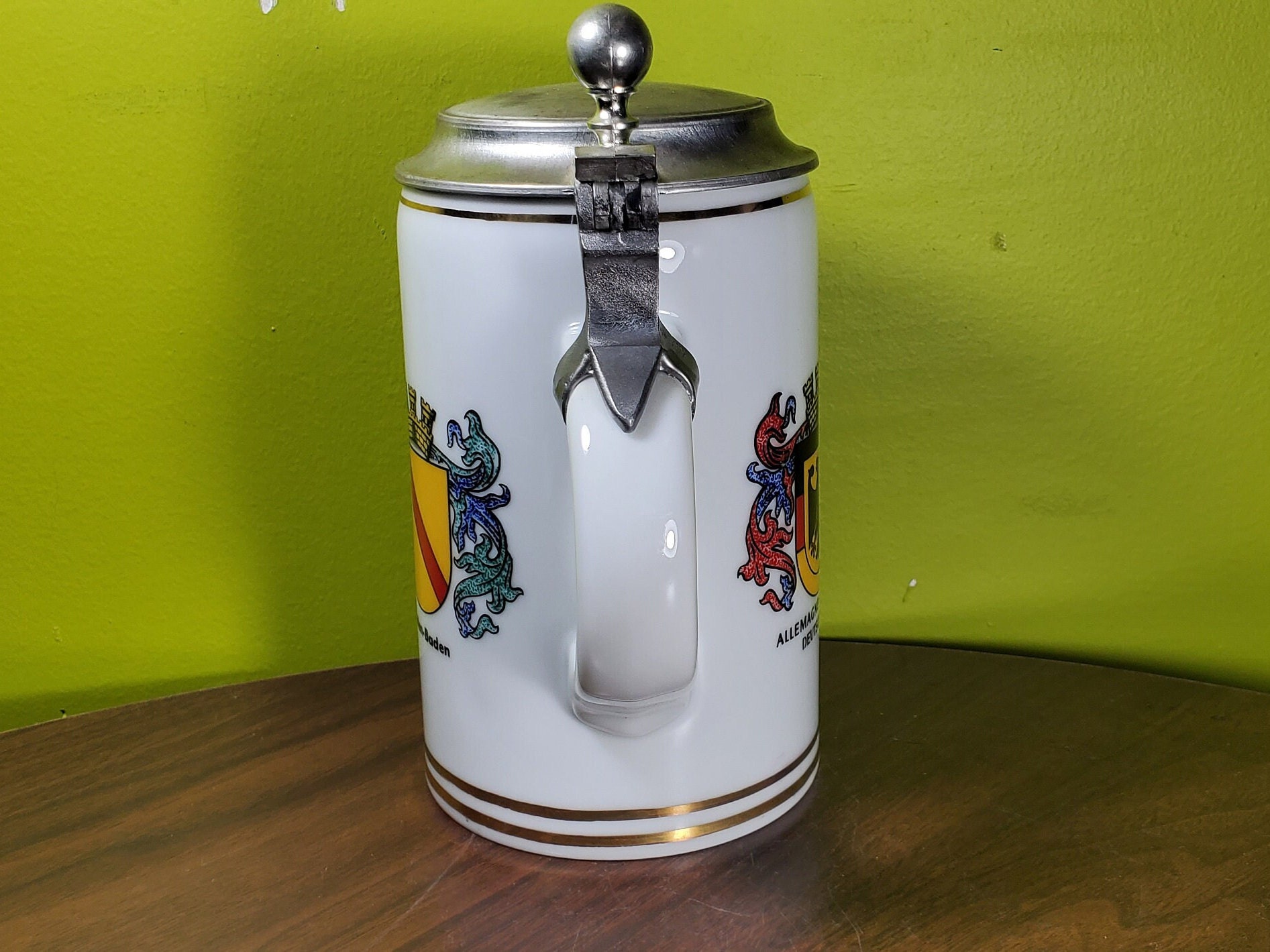 Vintage Ceramic German Beer Stein With Pewter Lid - 'regimental, Baden ...