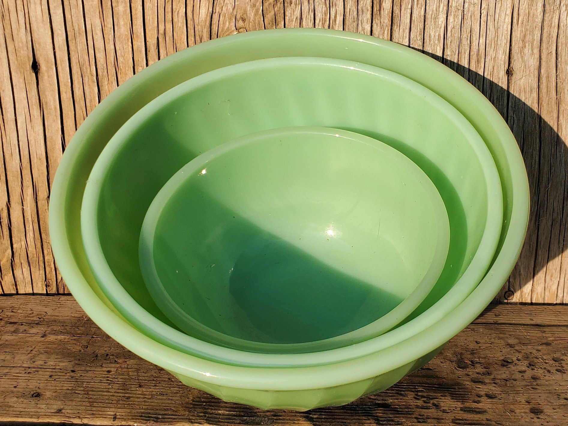 Fire King Swirl Mixing Bowls Set of 3 Jadeite Nesting - Etsy