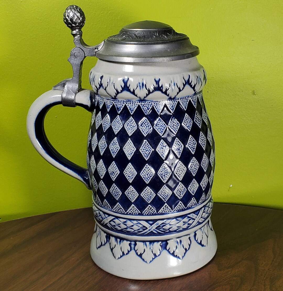 Vintage Ceramic German Beer Stein With Pewter Lid - 'bayern' - Etsy