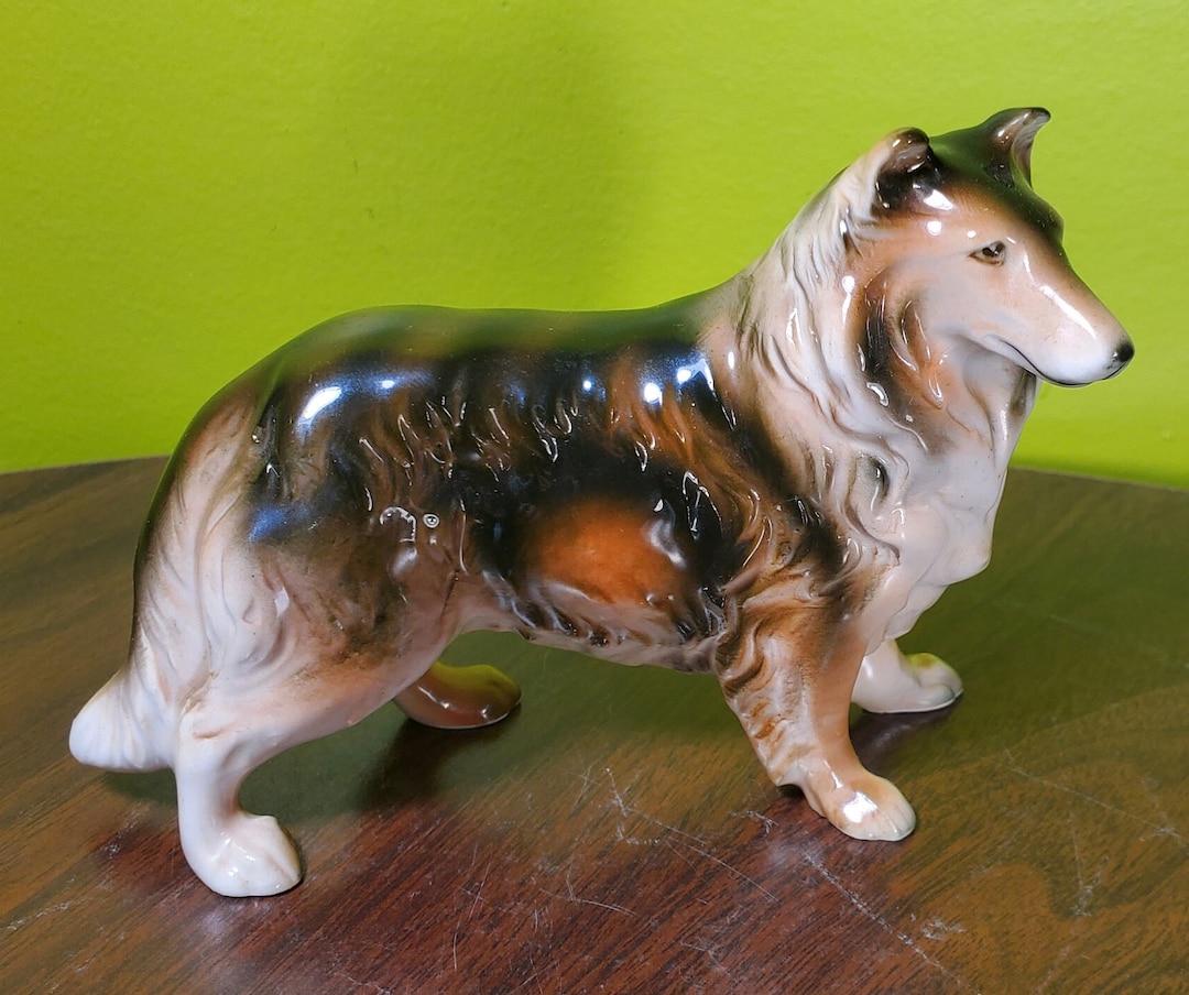 Vintage Border Collie Ceramic Dog Figurine - Etsy