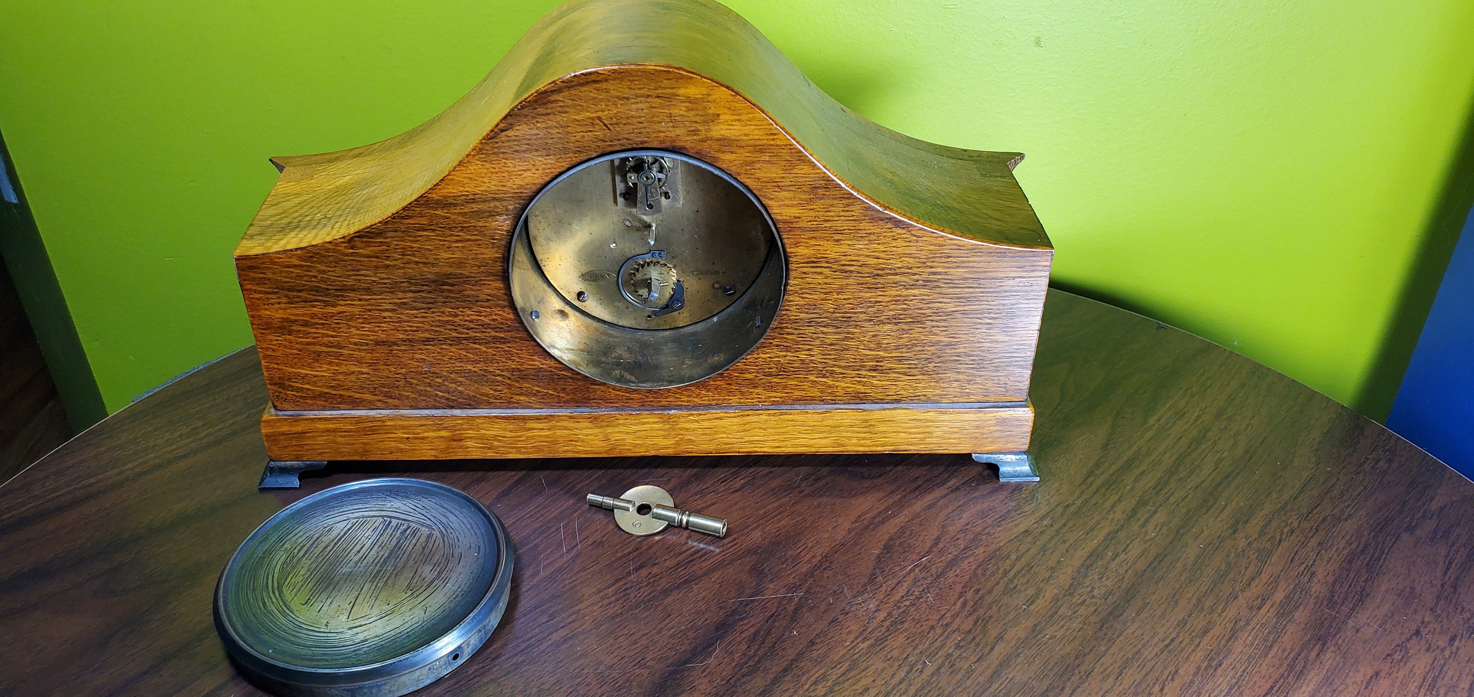 Antique Buren Wooden Mantel Wind Clock W/ Key - Etsy