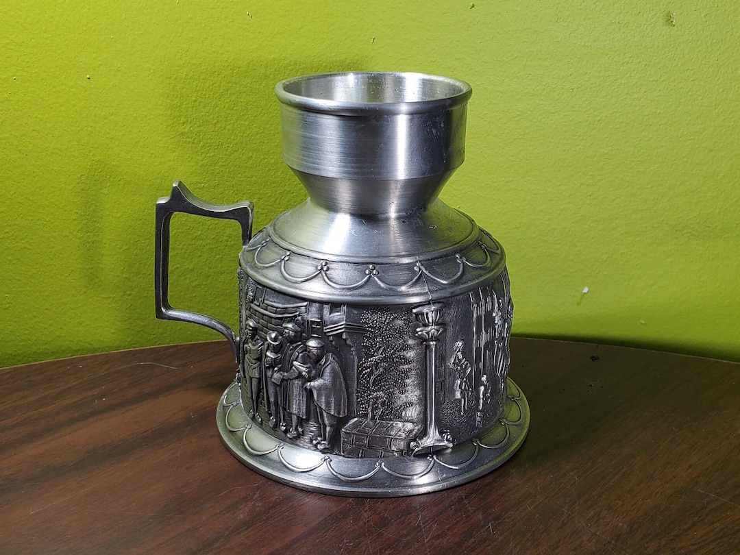 Pewter Cup With Detailed Etchings, German-style, Vintage - Etsy
