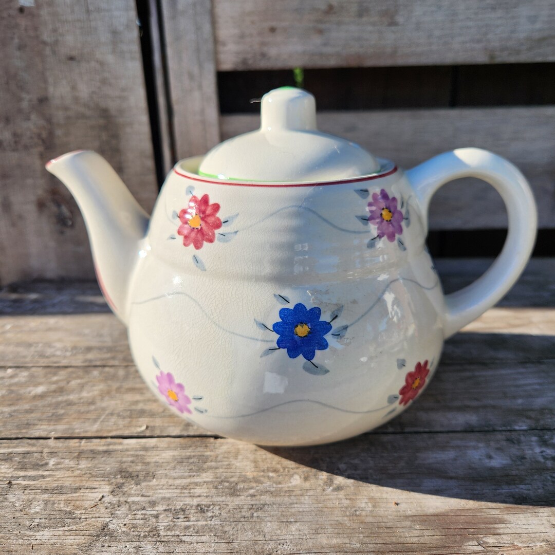 Teapot, Floral Pattern, Ceramic, Vintage - Etsy