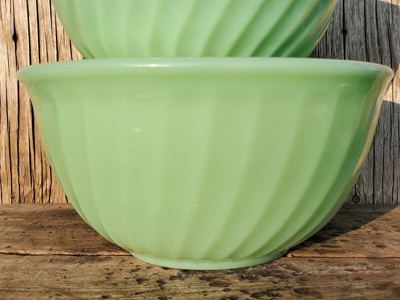 Fire King, Swirl, Mixing Bowls, Set of 3, Jadeite, Nesting, Anchor ...