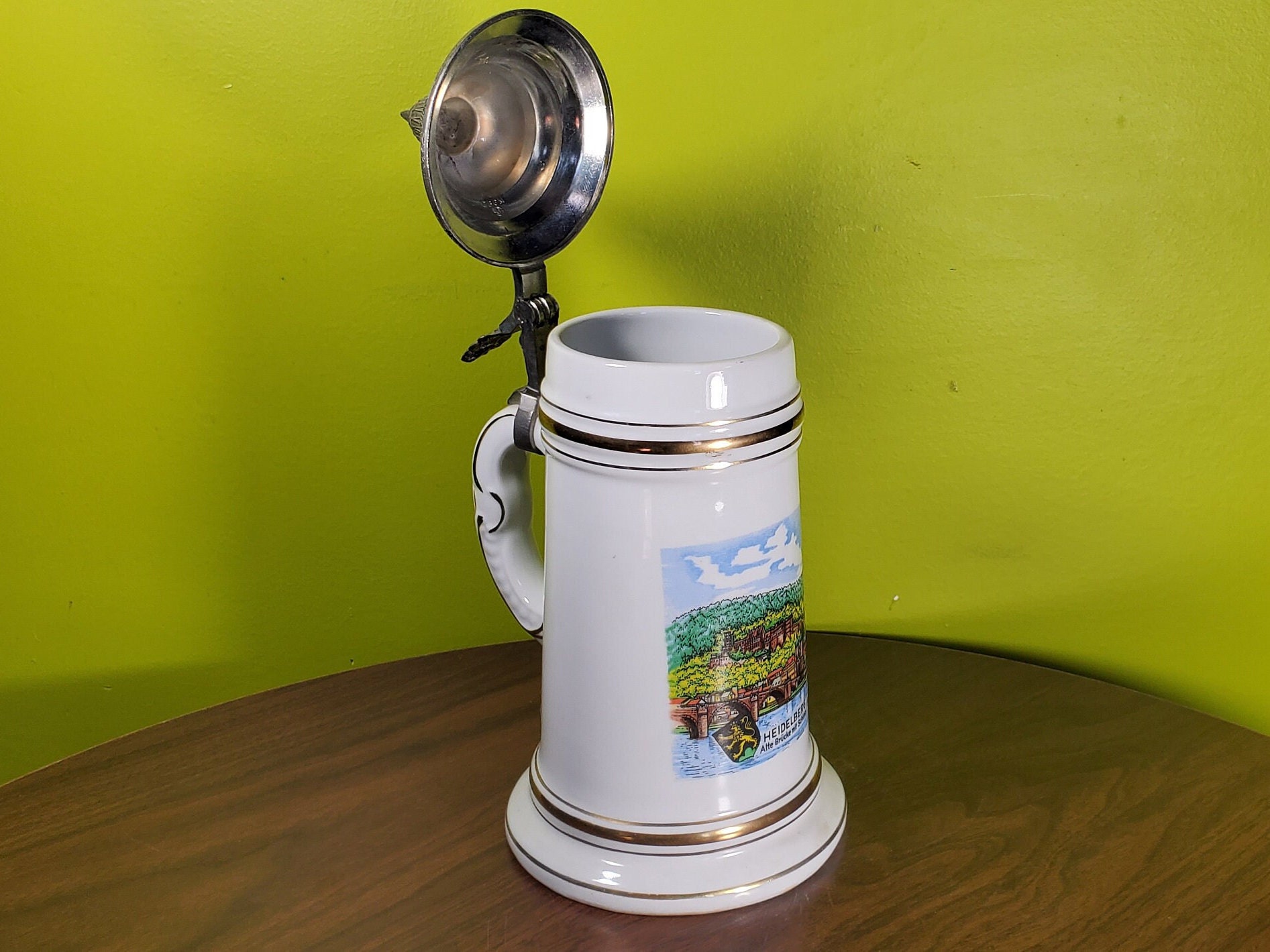 Vintage Ceramic Lithophane German Beer Stein With Pewter Lid ...