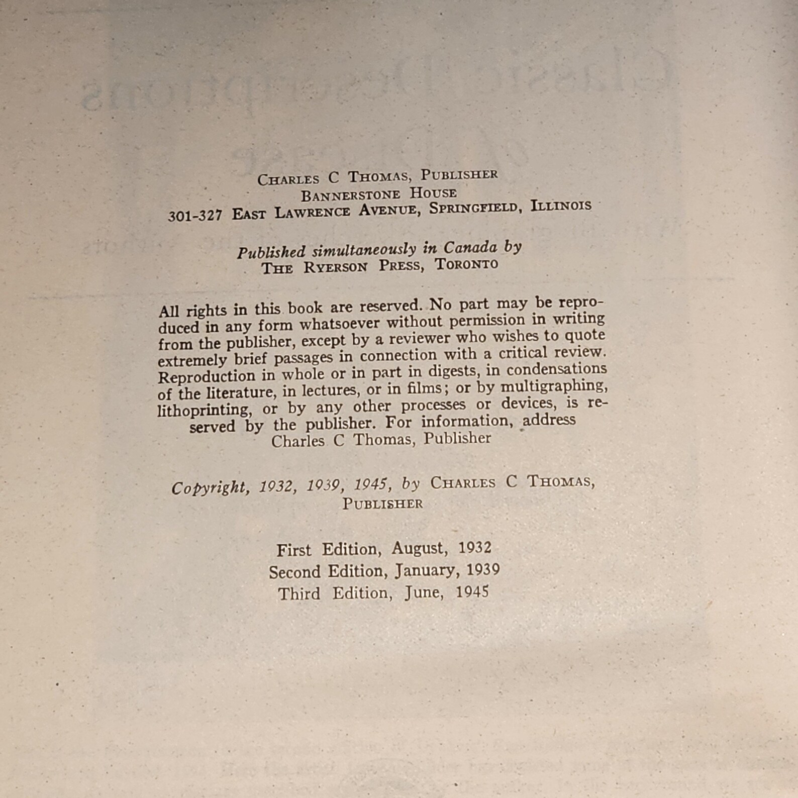 Book, Classic Descriptions of Disease, Ralph H Major, Charles Thomas ...