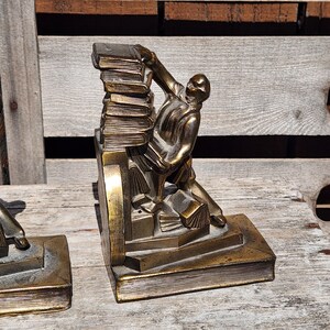 Bookends, Colonial Librarian, Falling Books, Craftsman, 1970's, Made in ...