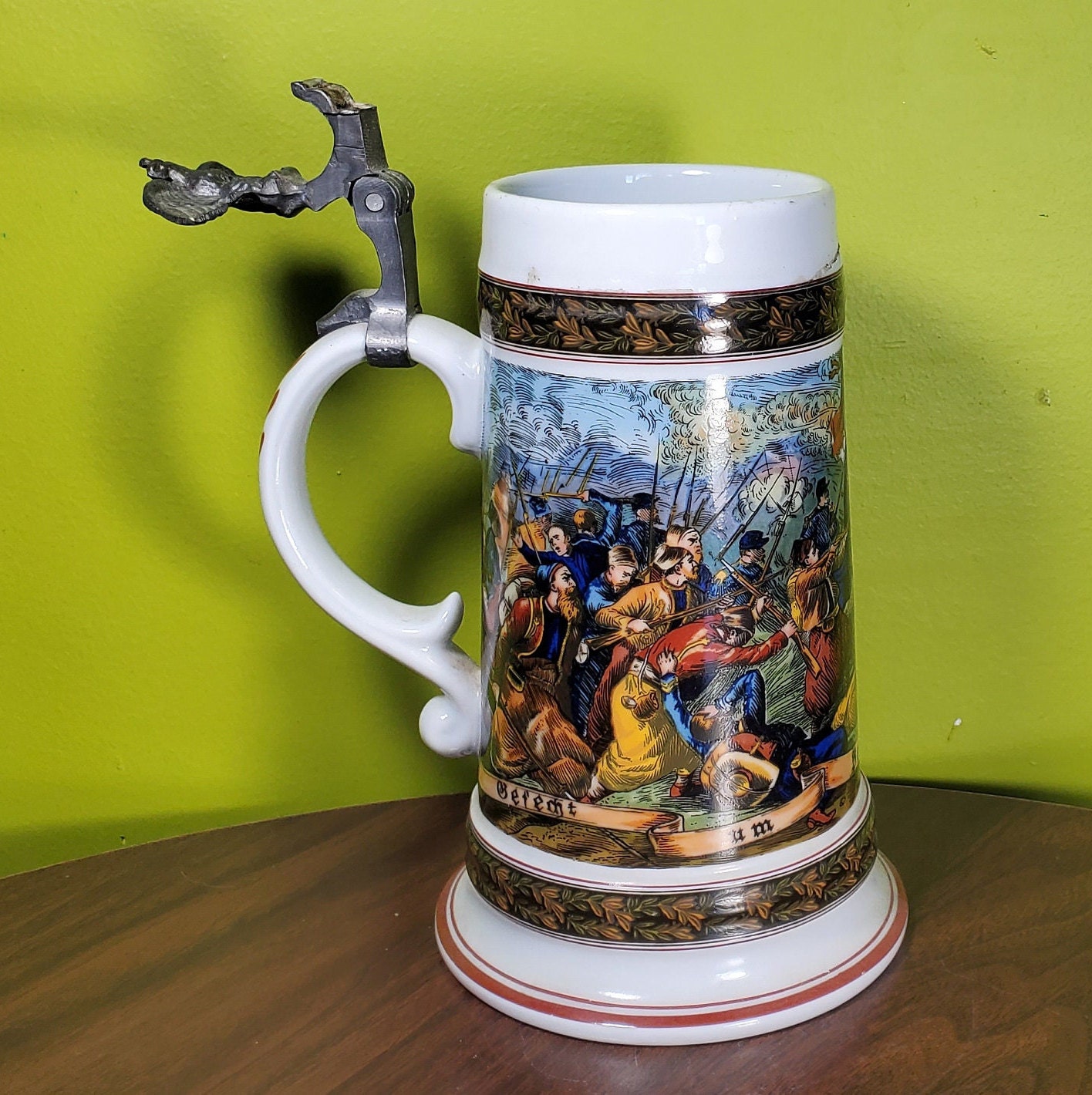 Vintage Ceramic German Beer Stein With Pewter Lid and Lithophane Image ...