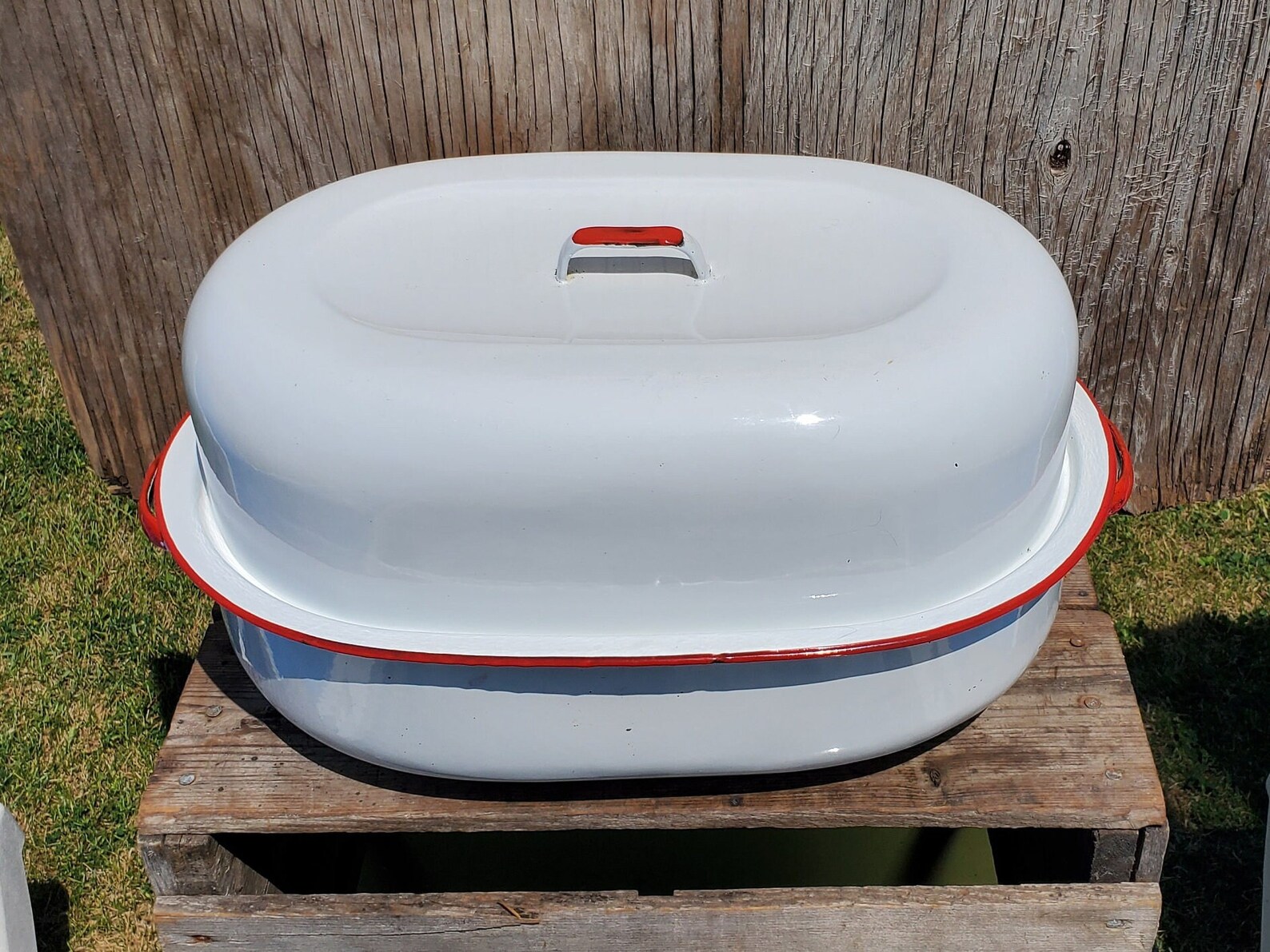 Enamelware Roaster, Antique Turkey Pot, Enamel Dutch Oven, 1930s ...