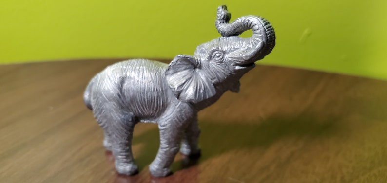 Vintage Detailed Pewter Elephant Figurine - Etsy