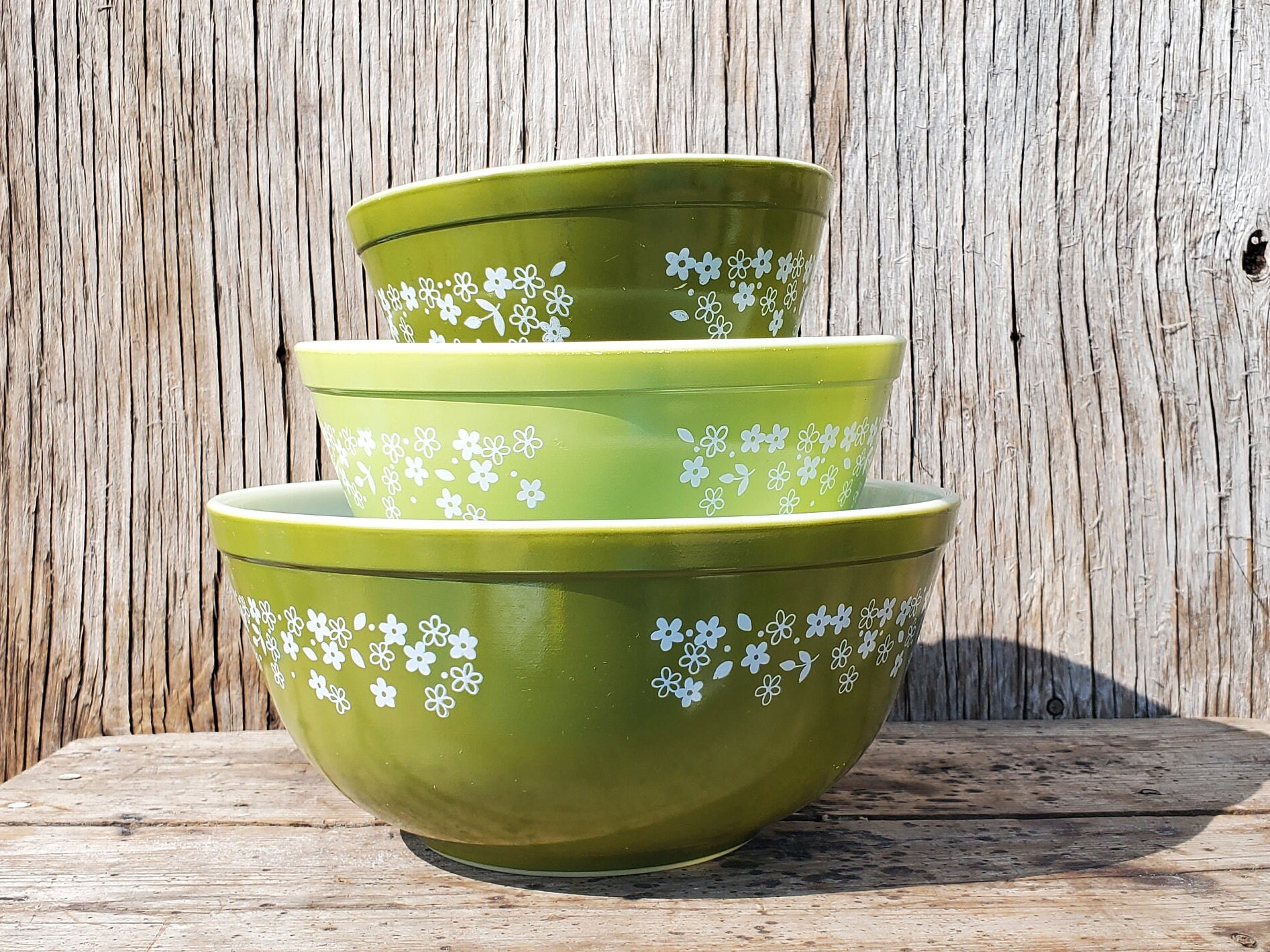 Pyrex Mixing Bowls, Set of 3, Crazy Daisy Pattern, Spring Blossom ...