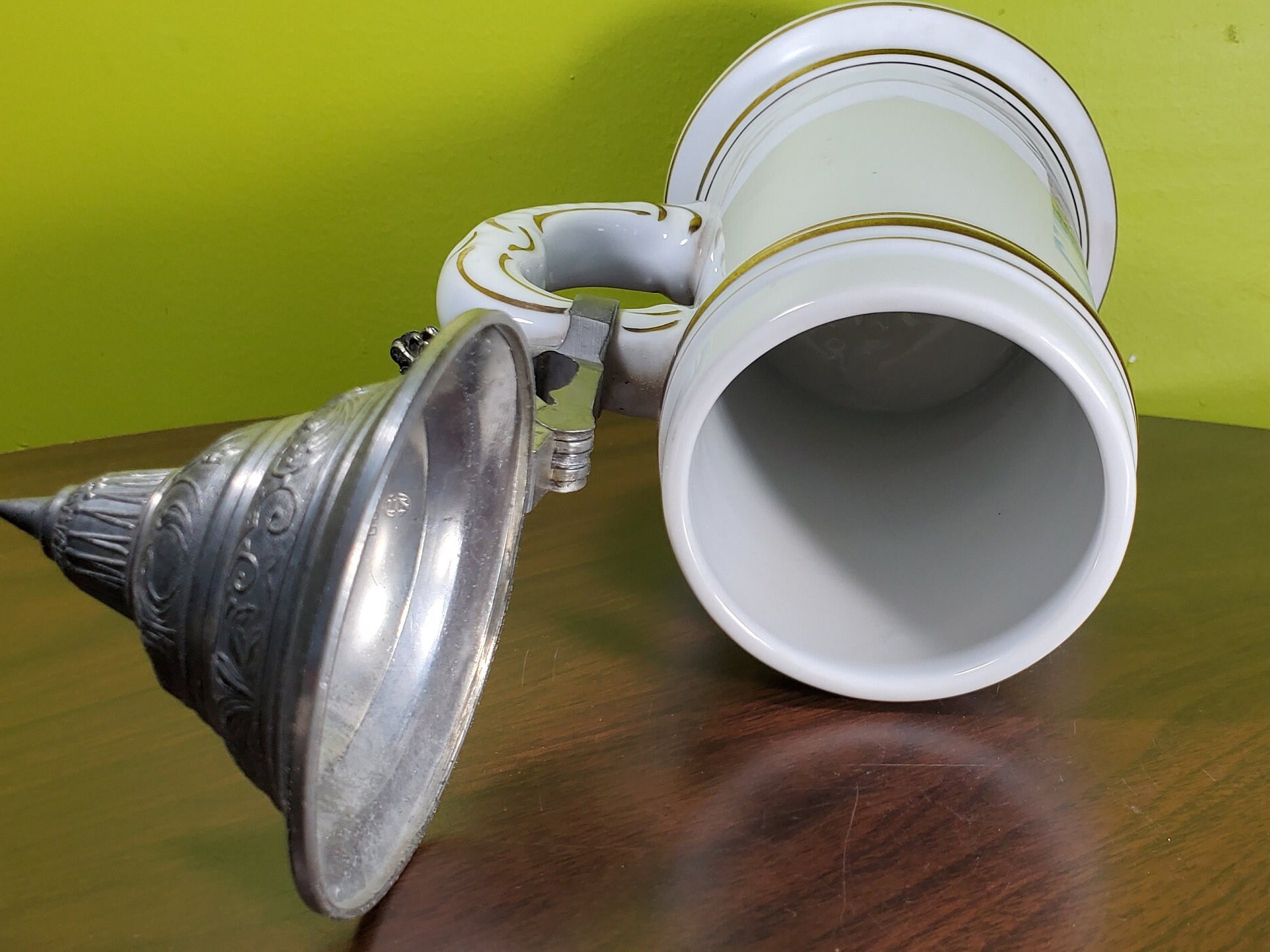 Vintage Ceramic Lithophane German Beer Stein With Pewter Lid ...