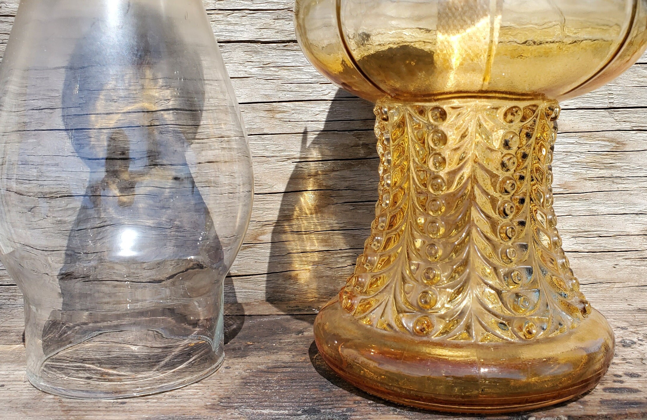 Oil Lamp Yellow Glass With Globe, Lamplight Farms, Vintage - Etsy