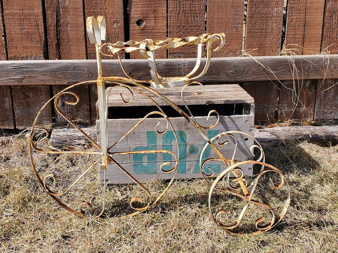 Rustic Bicycle Plant Stand, Wrought Iron, Vintage - Etsy