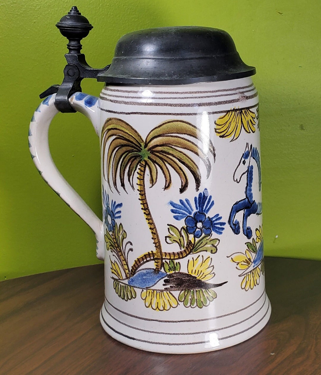 Vintage Ceramic German Beer Stein With Pewter Lid - 'rastal - Hand ...