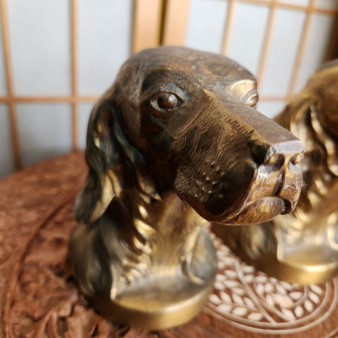 Bookends, Brass Plated, Irish Settler, Dog Bookend Pair, 1940's ...