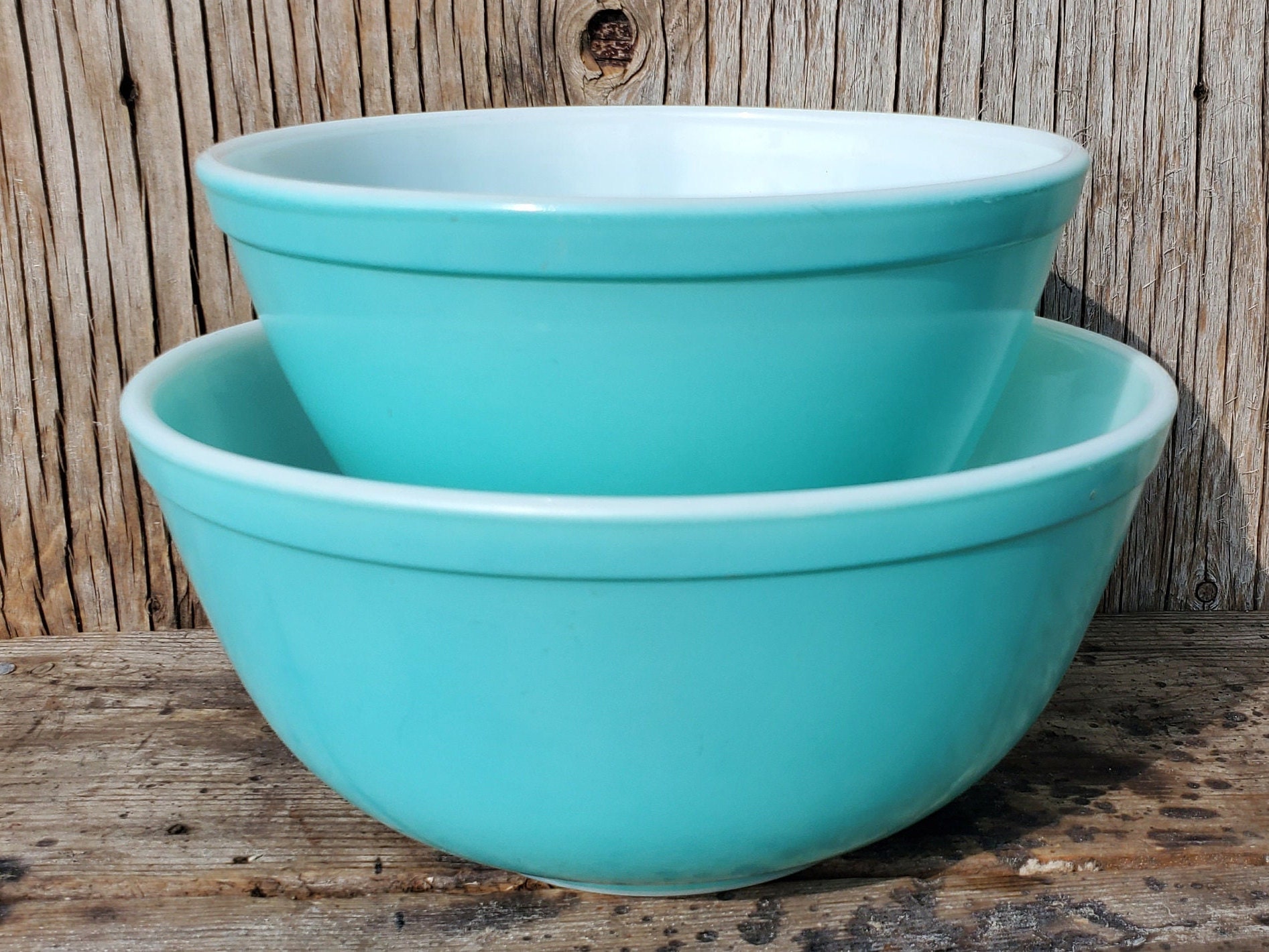 Pyrex Mixing Bowls, Set of 2, Opaque Blue, Aqua Turquoise, Robin's Egg ...