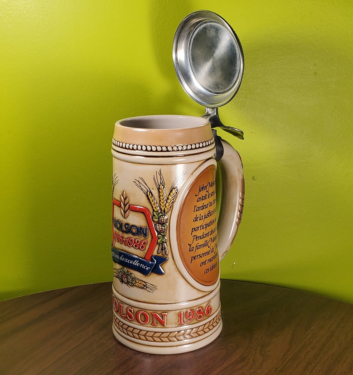 Vintage Ceramic German-style Beer Stein - 'molson 200 Year Celebratory ...
