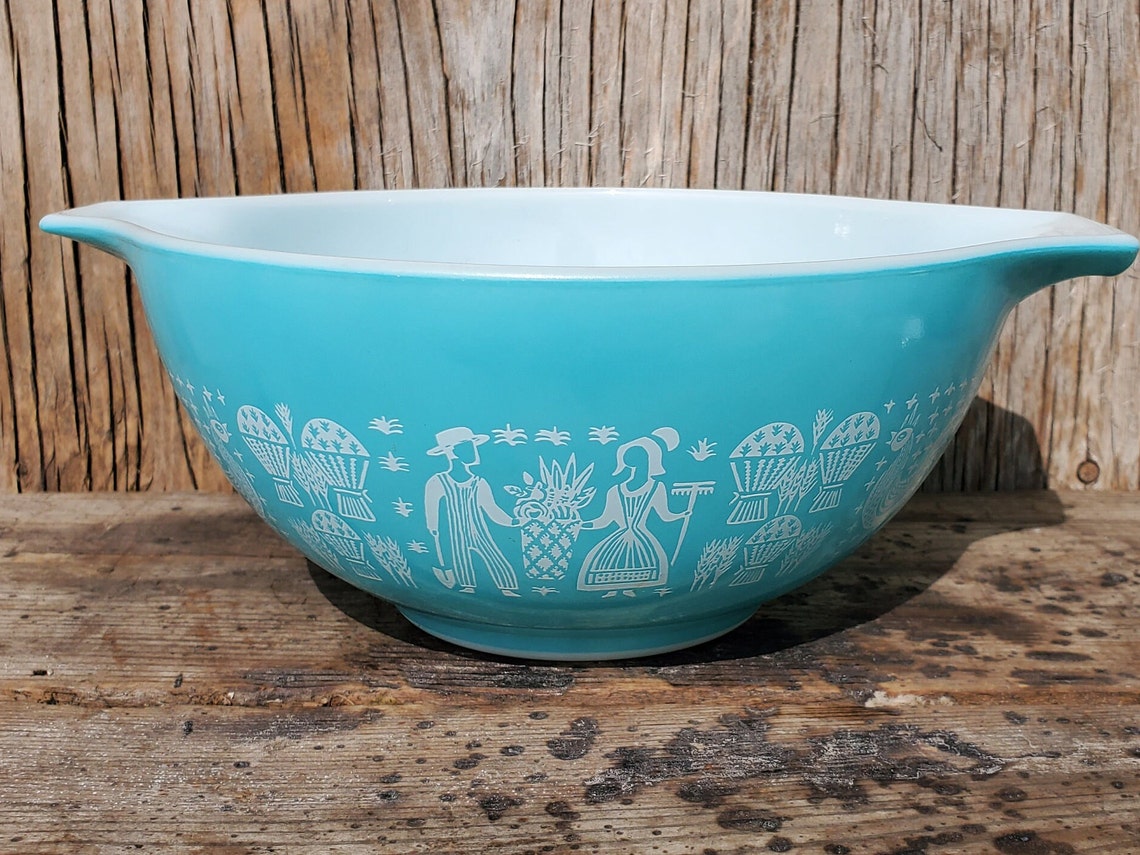 Pyrex Cinderella Bowls, Set of 3, Amish Butterprint, Nesting, Blue ...