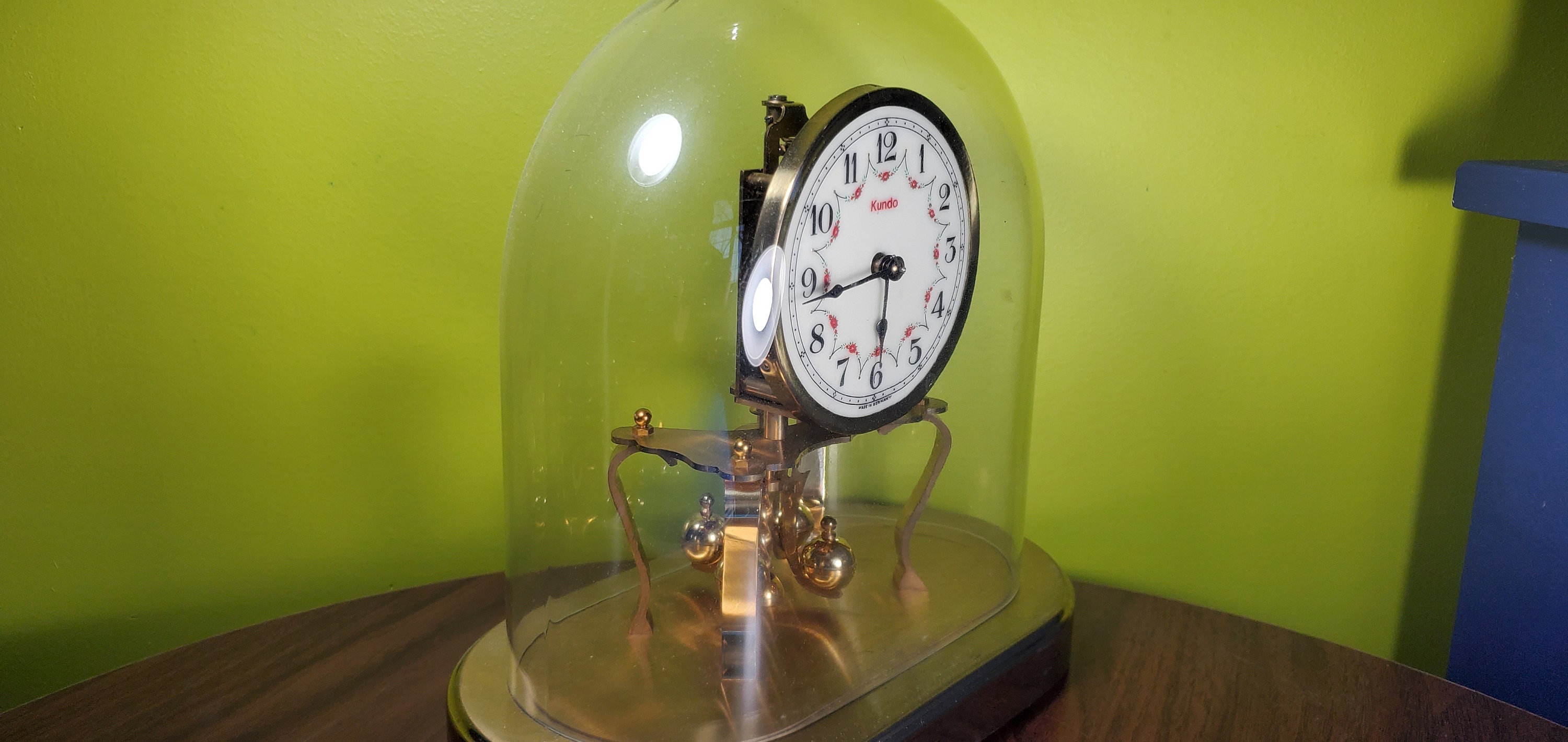 Vintage Kundo German Anniversary Pendulum Table Clock, W/ Glass Dome - Etsy