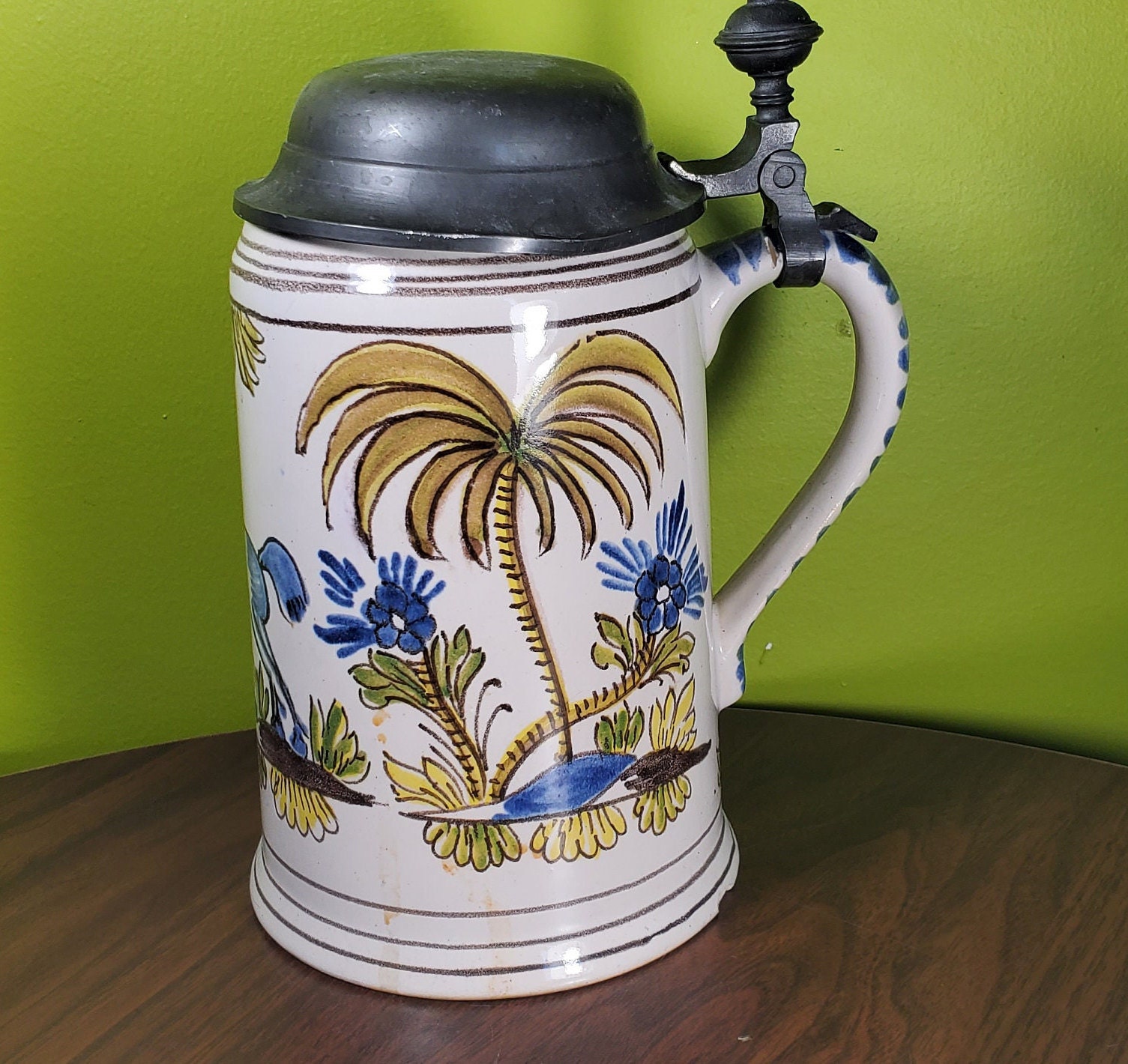 Vintage Ceramic German Beer Stein With Pewter Lid - 'rastal - Hand ...