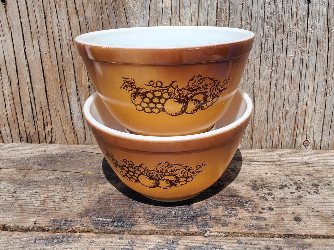 Pyrex Mixing Bowl, Old Orchard Pattern, Brown and Tan, Vintage, #401 - Etsy