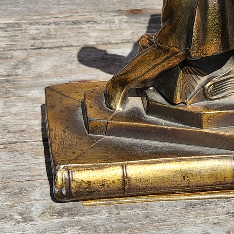 Bookends, Colonial Librarian, Falling Books, Craftsman, 1970's, Made in ...