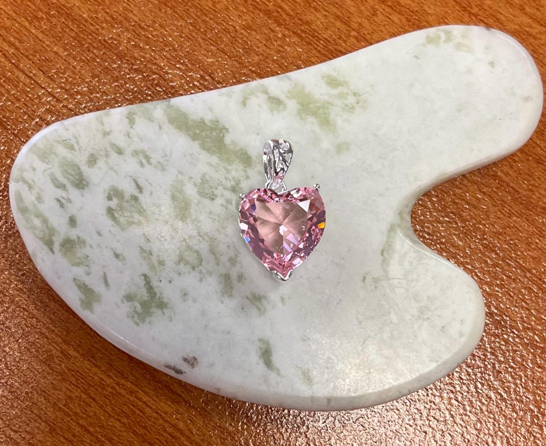 Medium Heart Pink Topaz Necklace, Topaz Heart Pendant With Your Choice ...