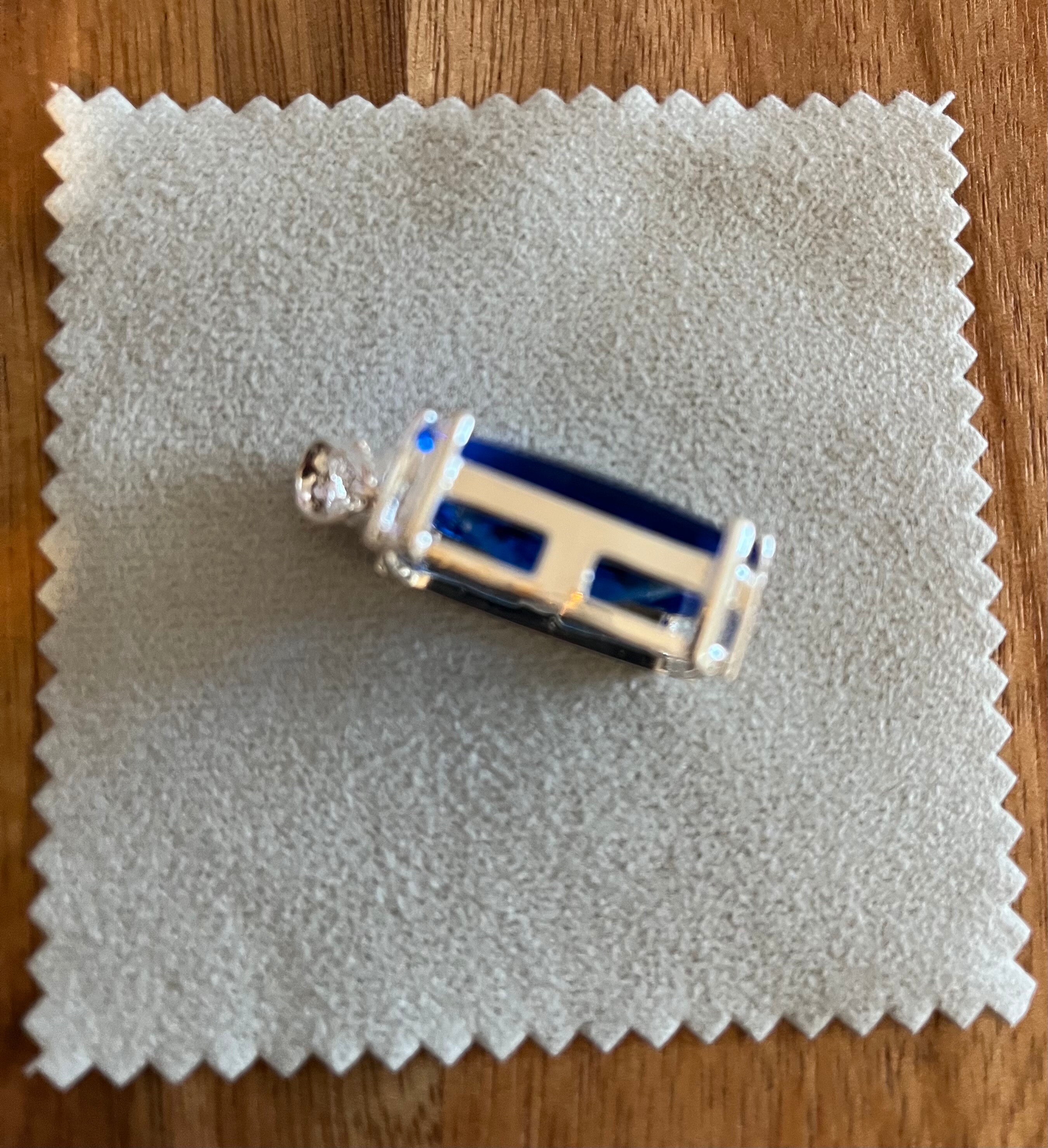 Large Rectangular Blue Topaz Necklace, Blue Topaz Pendant With Your ...