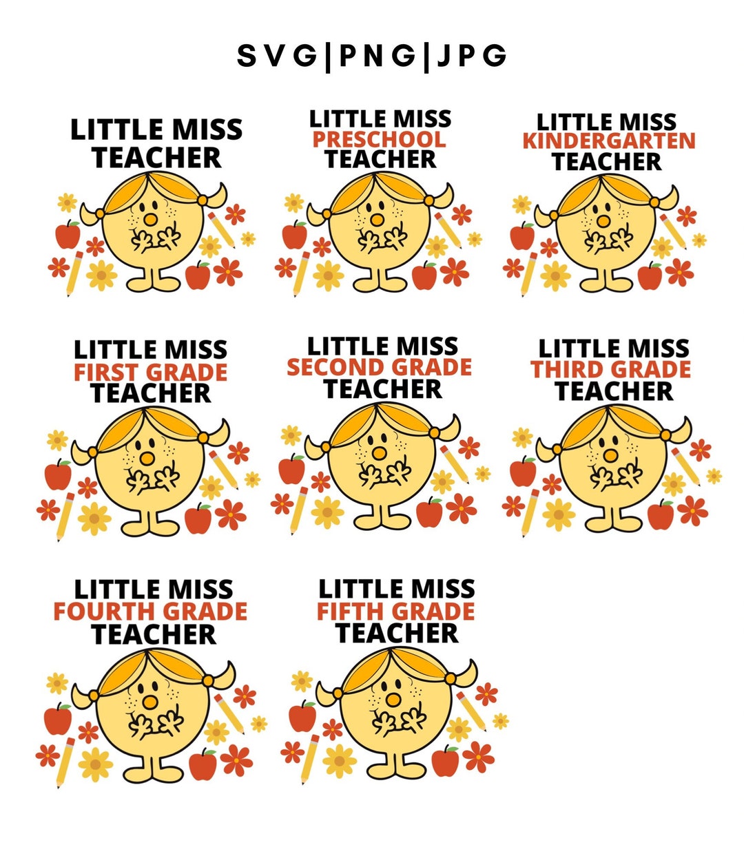 Teacher Tshirt File Bundle Little Miss Teacher Little Miss Etsy