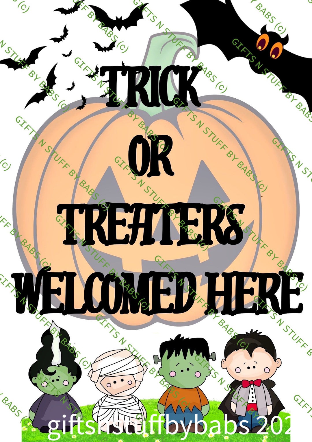 Halloween Trick or Treater Welcome A4 Print Sign Plaque Decoration ...