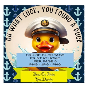 Cruise Duck Tags Printable Instant Digital Download 6 per Page Cute ...