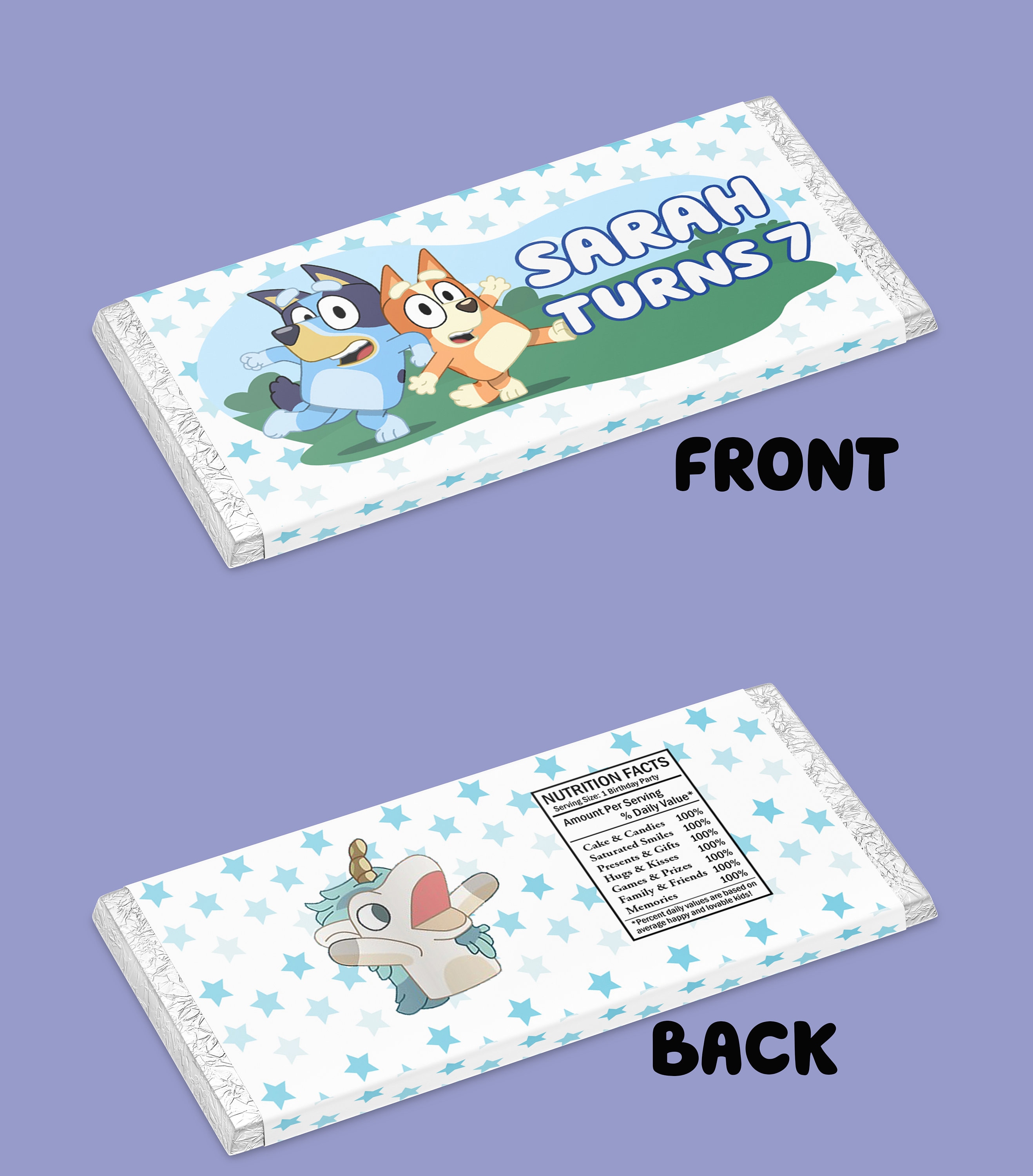 10 X Bluey Party Chocolate Wrapper Favours - Great Birthday Gift ...