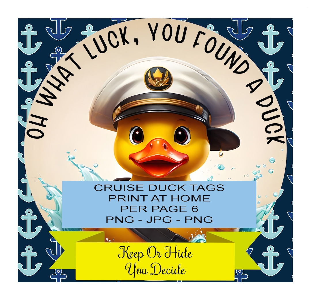 Cruise Duck Tags Printable, Cute Rubber Duck Stickers (digital Download ...